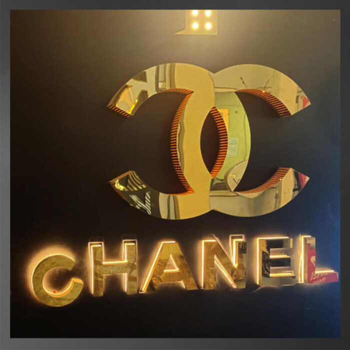 Titanium Gold Letter with Backlit Signages Signboards | Chennai Signboards